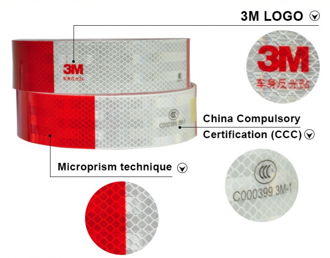 Red And White 5CM X 50M Car Reflective Stickers For Road Safe