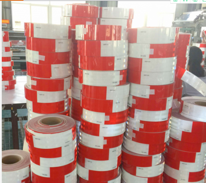 Microprismatic Car Reflective Stickers Red And White Retroreflective Tape
